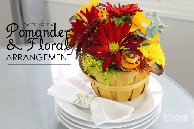 Orange Pomander & Floral Arrangement